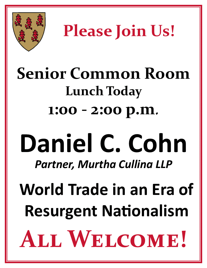 Lunch Speaker: Daniel C. Cohn | Adams House